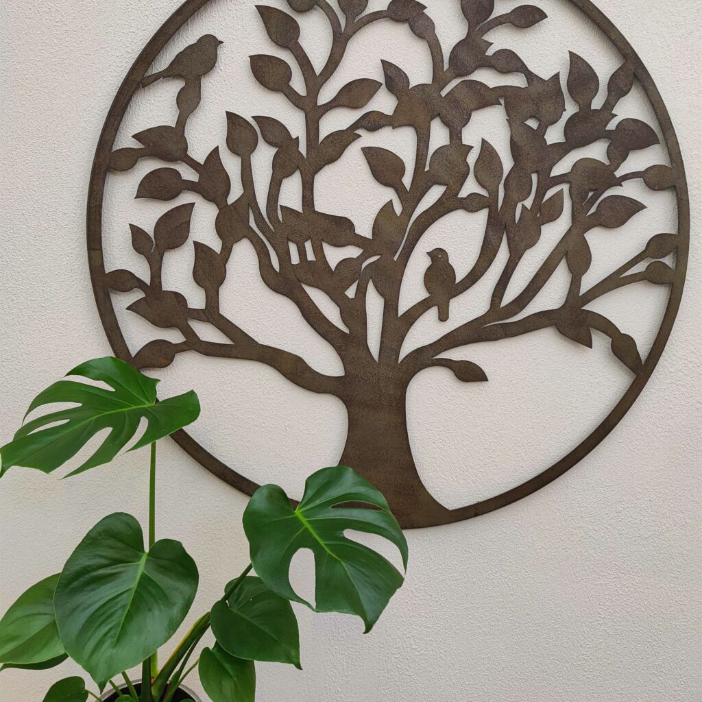 Wanddeko Baum aus Metall rost · Grüner Laden