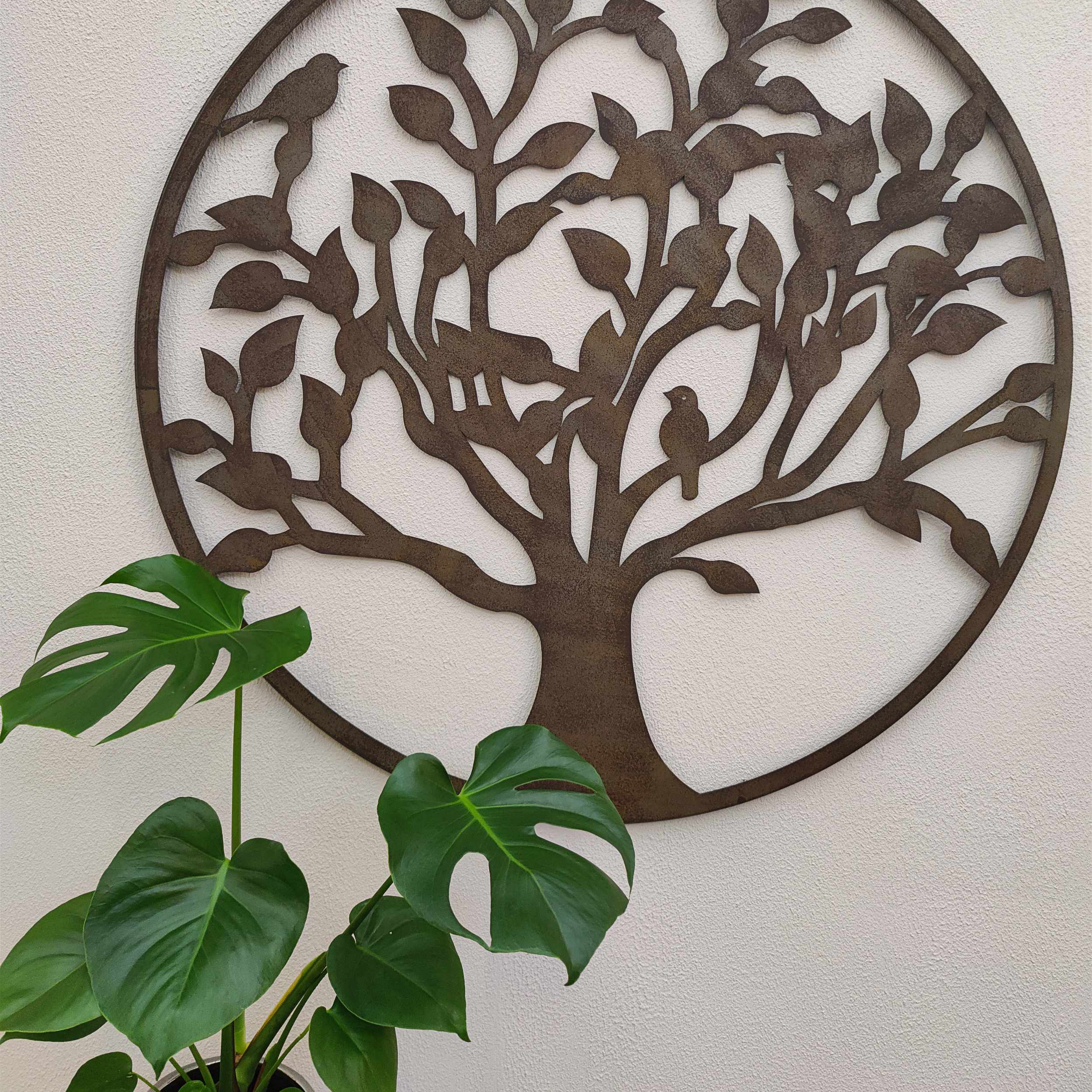 Wanddeko Baum aus Metall rost · Grüner Laden